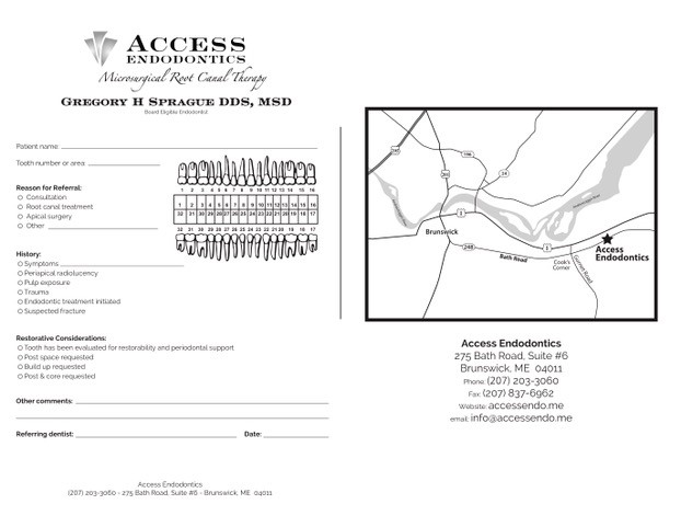 Endodontic Referral Form Topsham ME, Referring Doctor
